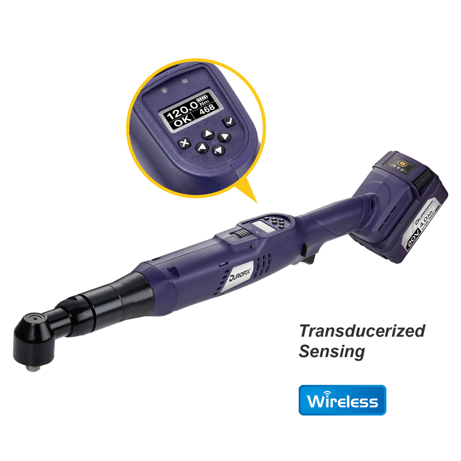 Pro-Assembly 20V Transducerized Angle Nut Runner with Electro-Pulse System (EPS), Max 120 Nm ...